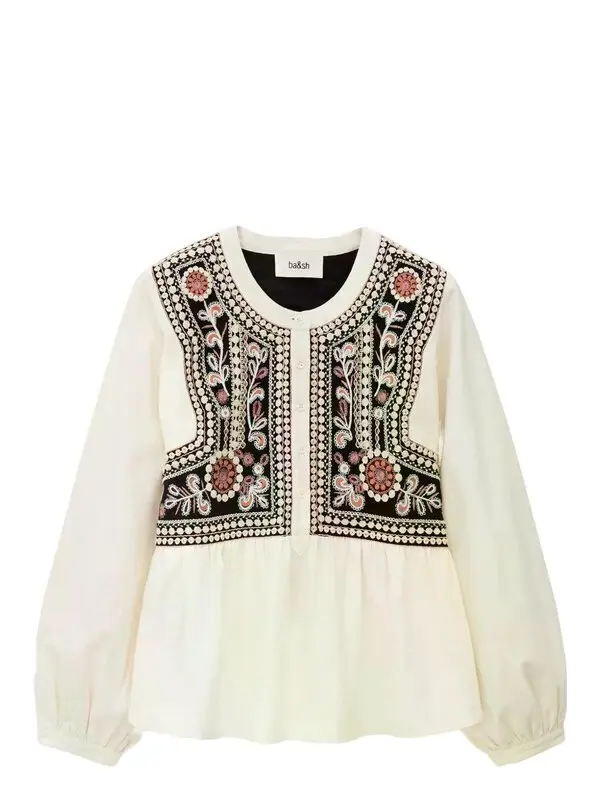 Ba&sh Embroidered Alec Blouse - Neutrals