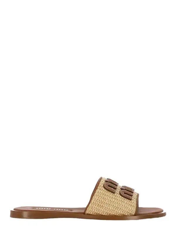 Miu Miu Logo-lettering Flat Sandals - Neutrals