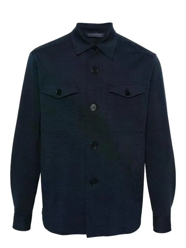 Harris Wharf London Buttoned Shirt Jacket - Blue
