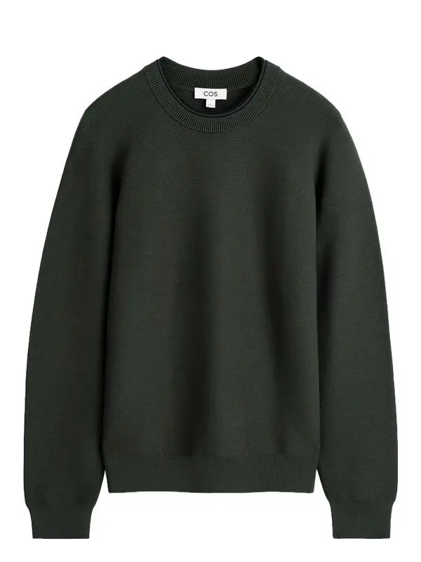 Cos Contrast-tipped Crew-neck Sweater - Brown
