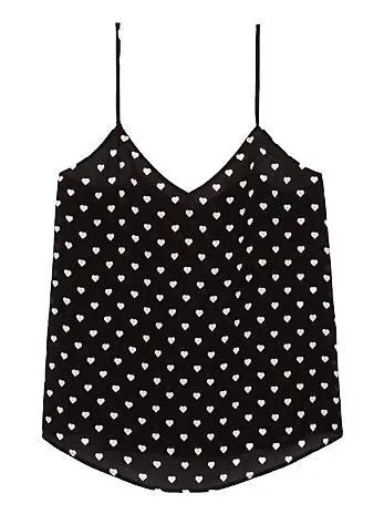 The Kooples Heart-print V-neck Top - Black White