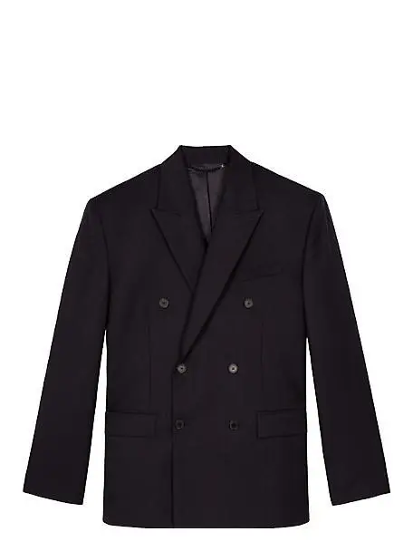 The Kooples Double-breasted Peak-lapel Wool Blazer - Navy-red