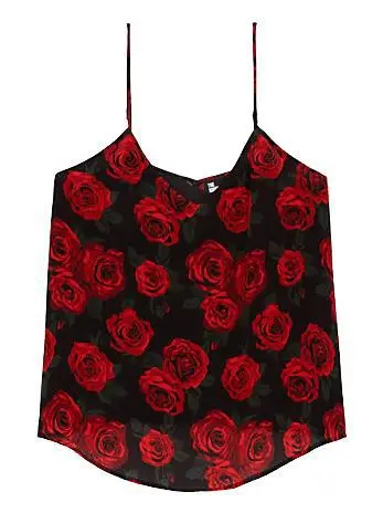 The Kooples Floral-print V-neck Woven Blouse - Black - Red