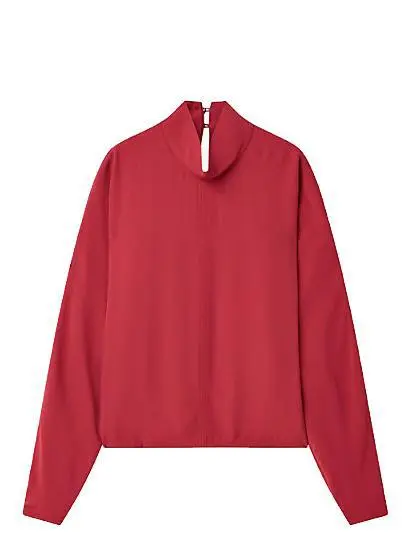 JOSEPH Funnel-neck Crepe Blouse - Mulberry