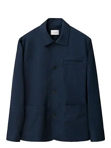 Eton Stretch-cotton Chore Jacket - Navy Blue