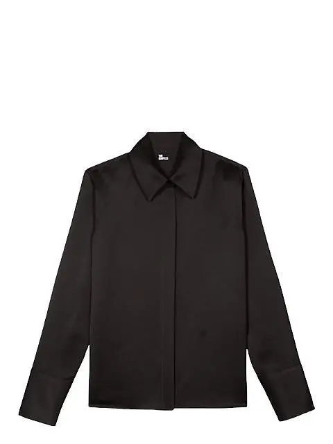 The Kooples Long-sleeved Satin Shirt - Black