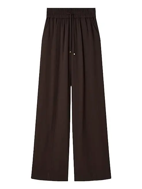 JOSEPH Crepe Wide-leg Trousers - Cocoa