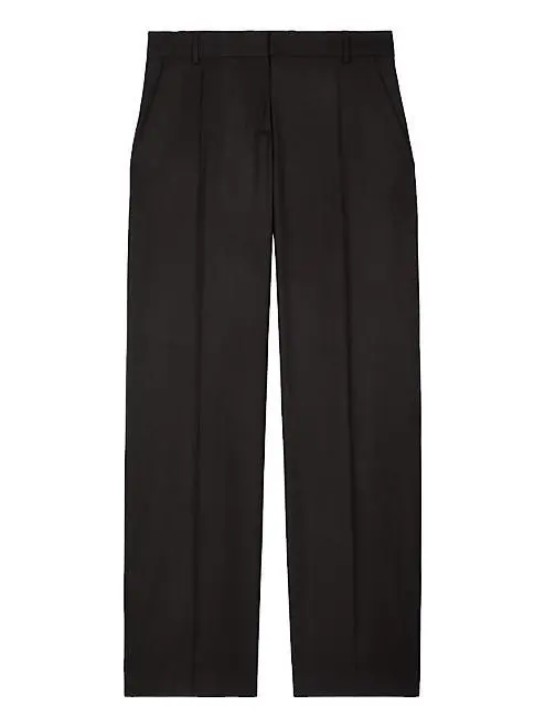 The Kooples Wide-leg Mid-rise Wool Trousers - Black