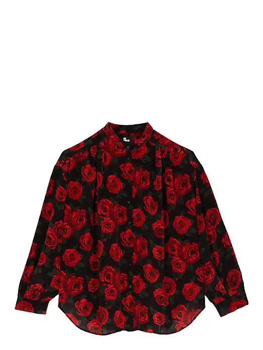 The Kooples Floral-print Woven Shirt - Black - Red