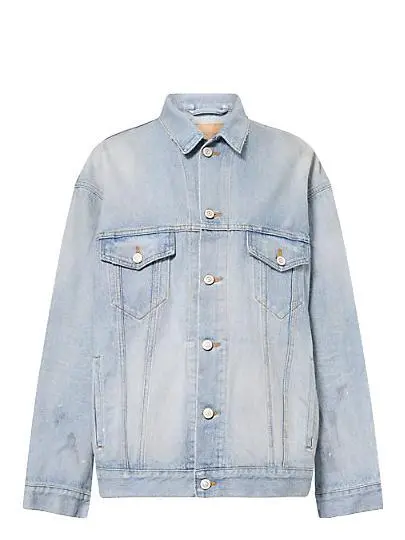 Balenciaga Logo-print Oversized Denim Jacket - Dirty Light Blue