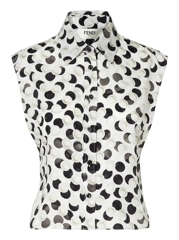 Fendi Sleeveless Silk Jacquard Top - Multicolour