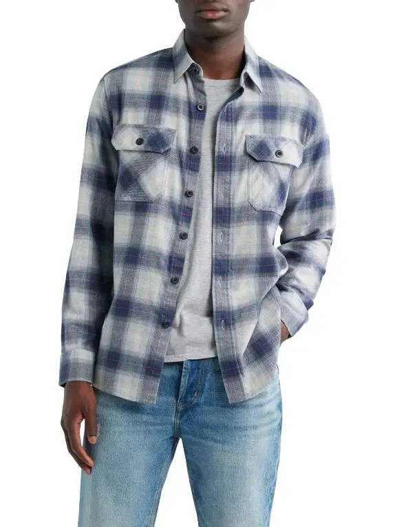 Pendleton Burnside Plaid Flannel Button-up Shirt - Grey/navy Plaid
