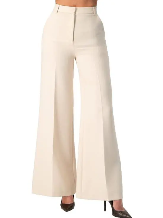 IVONNE Wide-leg Straight Pants - Ivory