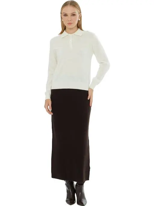 GIZIA Shirt Collar Wool-cashmere Sweater - Ecru