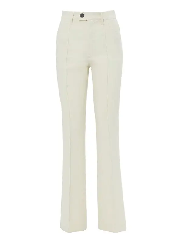 GIZIA Topstitched Flared Trousers - Ecru