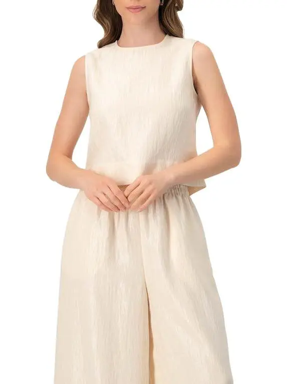IVONNE Sleeveless Round Neck Top - Natural