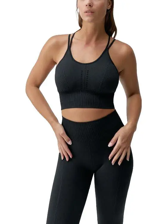 BORN LIVING YOGA India Medium Support Seamless Sport Top - Black