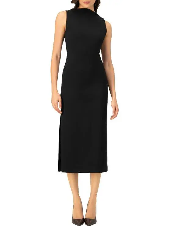 IVONNE Sleeveless Midi Dress With Slit - Black