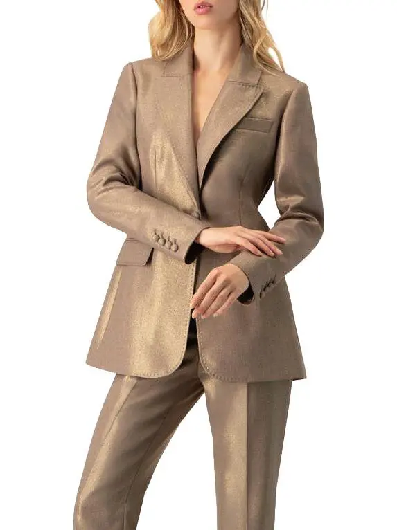 IVONNE Sparkling Blazer With Flap Pockets - Brown