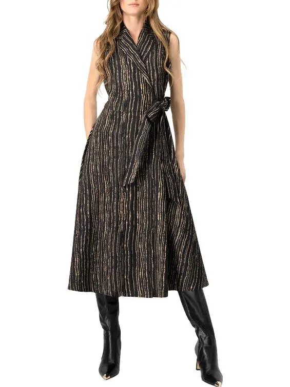 IVONNE Sleeveless Animal Print Wrap Dress - Black