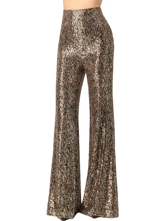 IVONNE Sequin Flared Trousers - Multicolor