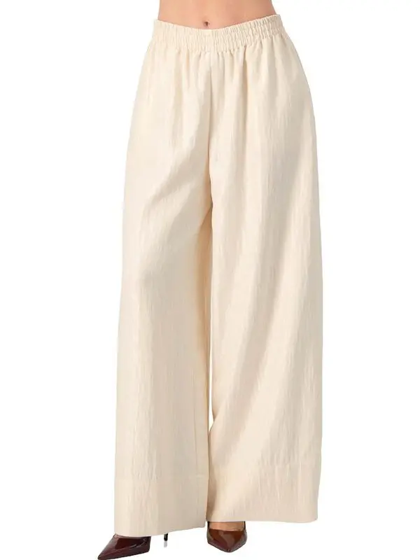 IVONNE High-waisted Wide-leg Trousers - Natural