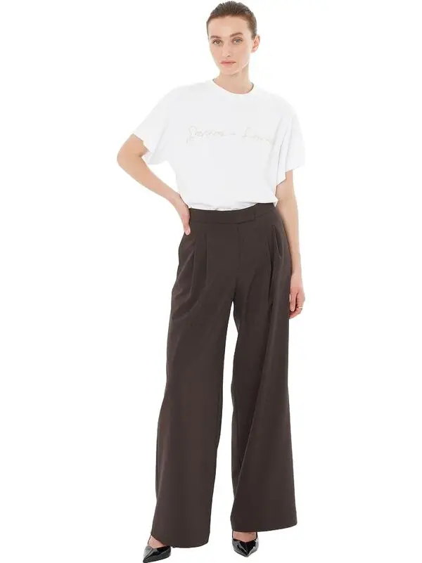 GIZIA Pleated Wide-leg Trousers - Black