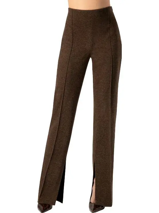 IVONNE Straight-leg Trousers With Slits - Brown
