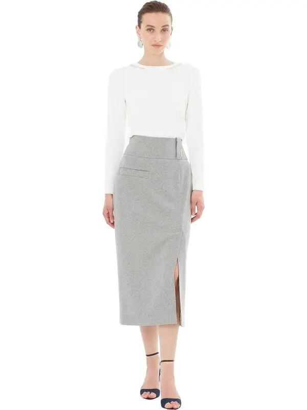 GIZIA Midi-skirt With Slit - Grey