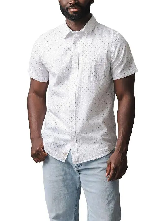 HOPE & HENRY Organic Short Sleeve Seersucker Shirt - Delft Dot Seersucker