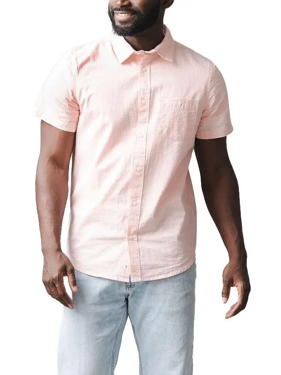HOPE & HENRY Organic Short Sleeve Seersucker Shirt - Tonal Rose Seersucker