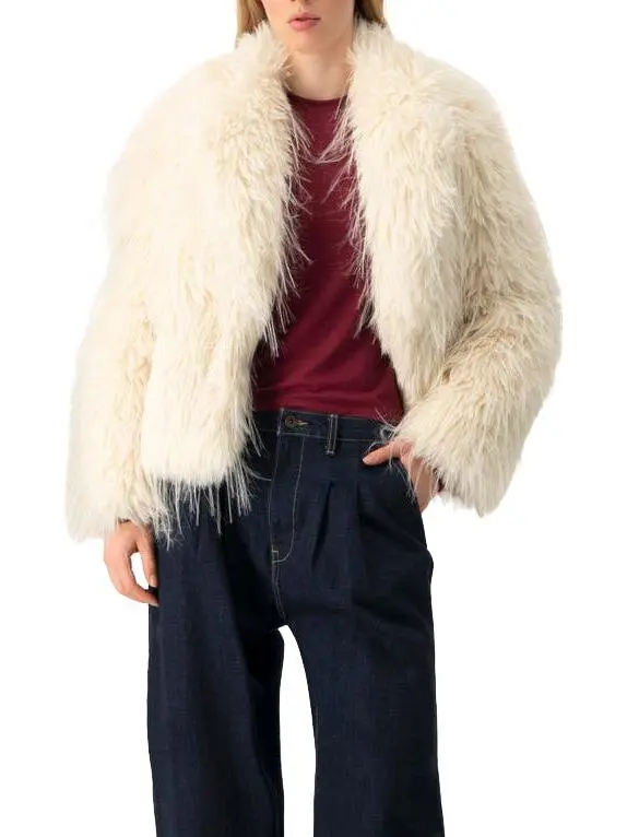 IVONNE Faux-fur Plush Teddy Coat - Ivory