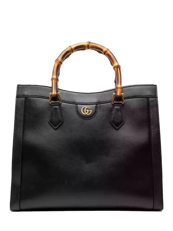 Gucci Diana Medium Bamboo Tote Satchel - Black