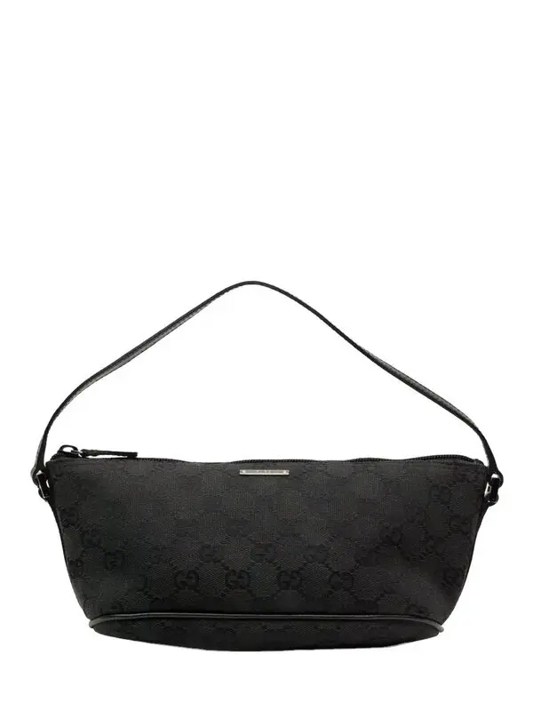 Gucci Gg Canvas Boat Shoulder Bag - Black