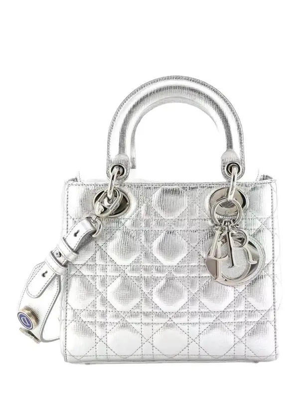 Dior My Lady Bag Cannage Quilt Lambskin Satchel - Silver