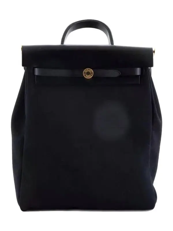 Hermès Herbag A Dos Zip Toile And Leather Backpack - Black