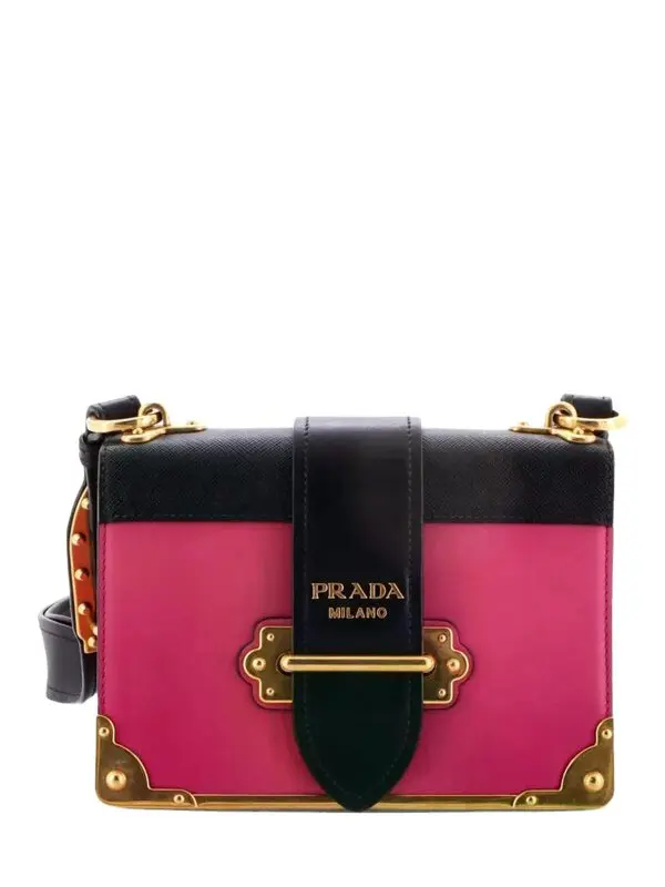 Prada Cahier Leather And Saffiano Leather Crossbody Bag - Multicolour