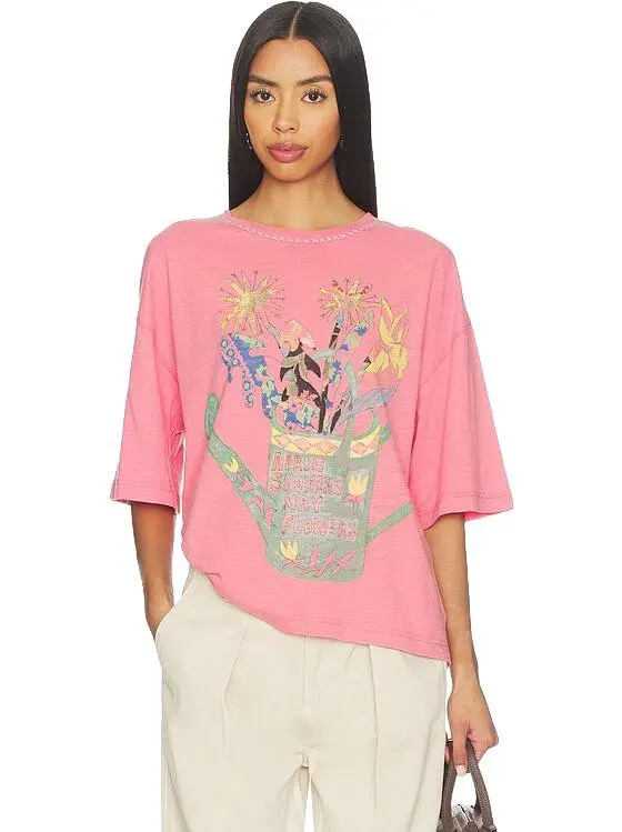 Free People We The Free In Spring Tee - Pink Poppy Combo