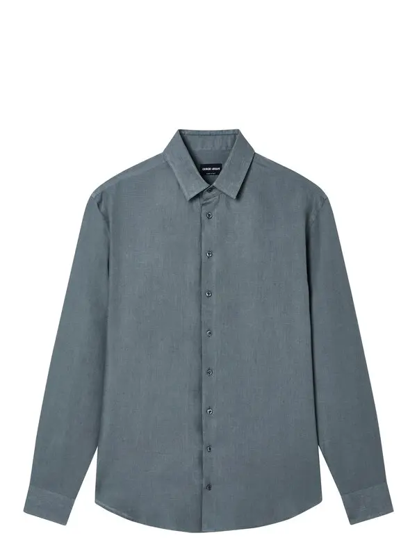 Giorgio Armani Plain Linen Shirt - Green