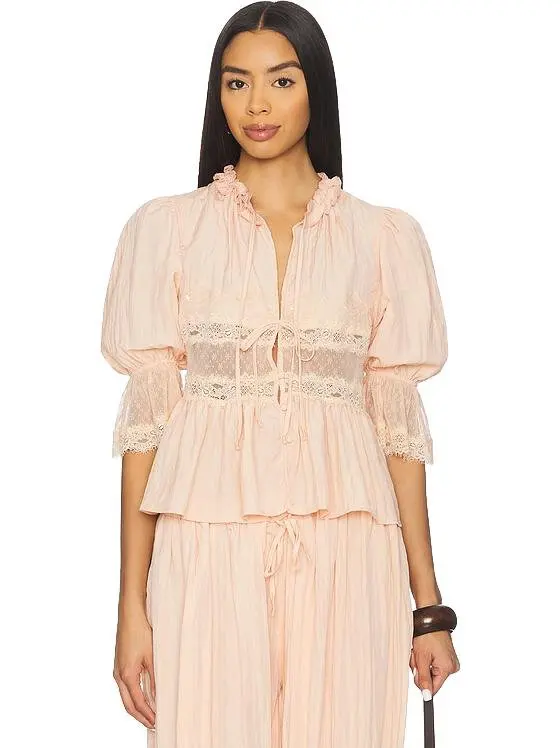 Free People X Intimately Forever Young Bed Jacket - Peach Pit