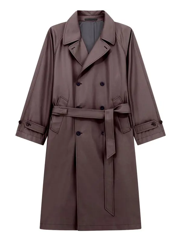 Giorgio Armani Silk-blend Twill Trench Coat - Brown