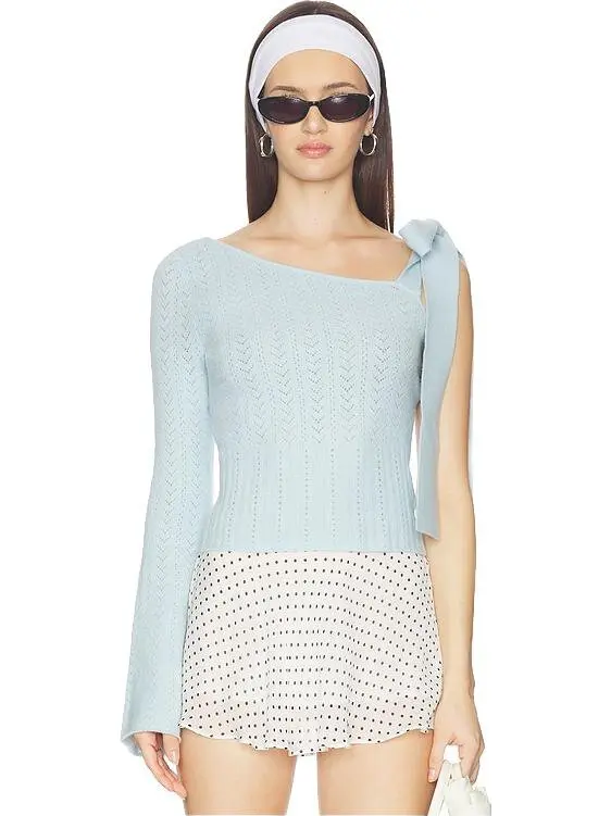 Majorelle Belle Bow Tie Sweater - Baby Blue
