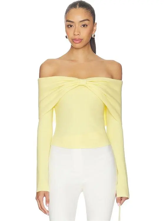 Majorelle Emma Off-the-shoulder Sweater - Baby Yellow