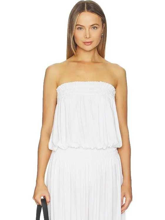 Norma Kamali Strapless Peasant Bodysuit - Snow White