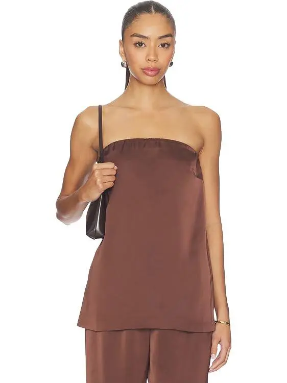 LOVERS AND FRIENDS Alette Satin Top - Chocolate Brown