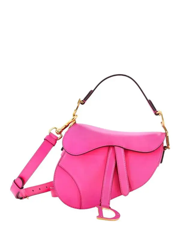 Dior Saddle Handbag With Strap Leather Mini Shoulder Bag - Pink