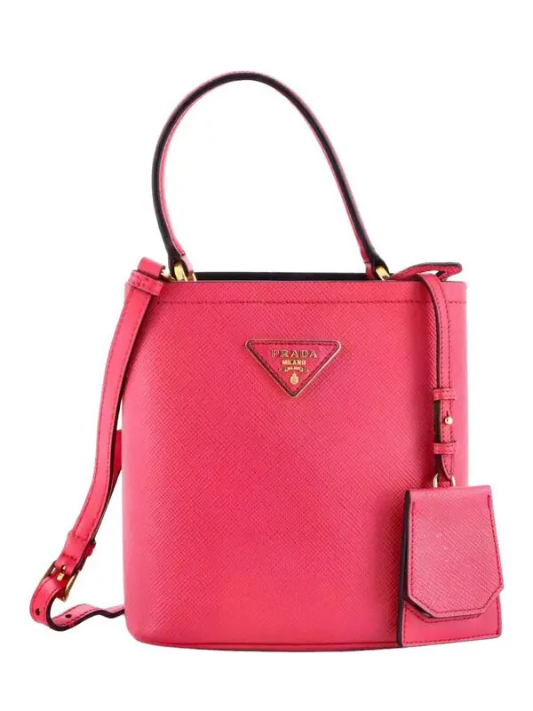 Prada Panier Saffiano Leather Small Bucket Bag - Pink