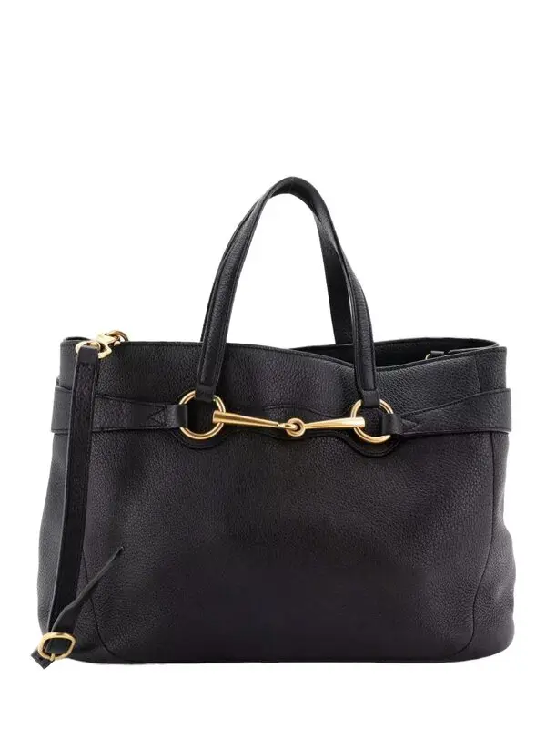 Gucci Bright Bit Convertible Leather Medium Tote Bag - Black