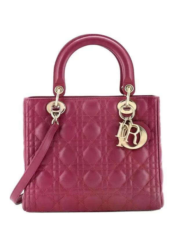 Dior Lady Medium Satchel Cannage Quilt Lambskin - Purple