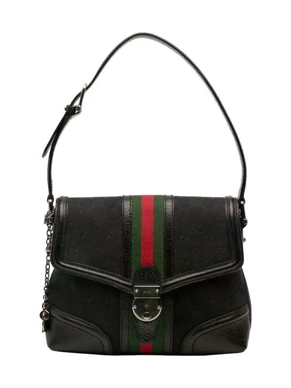 Gucci Small Gg Canvas Web Treasure Shoulder Bag - Black